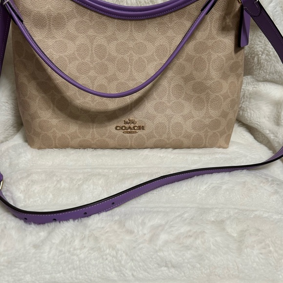 Coach | Bags | Coach Tan And Purple Shoulder Bag | Poshmark